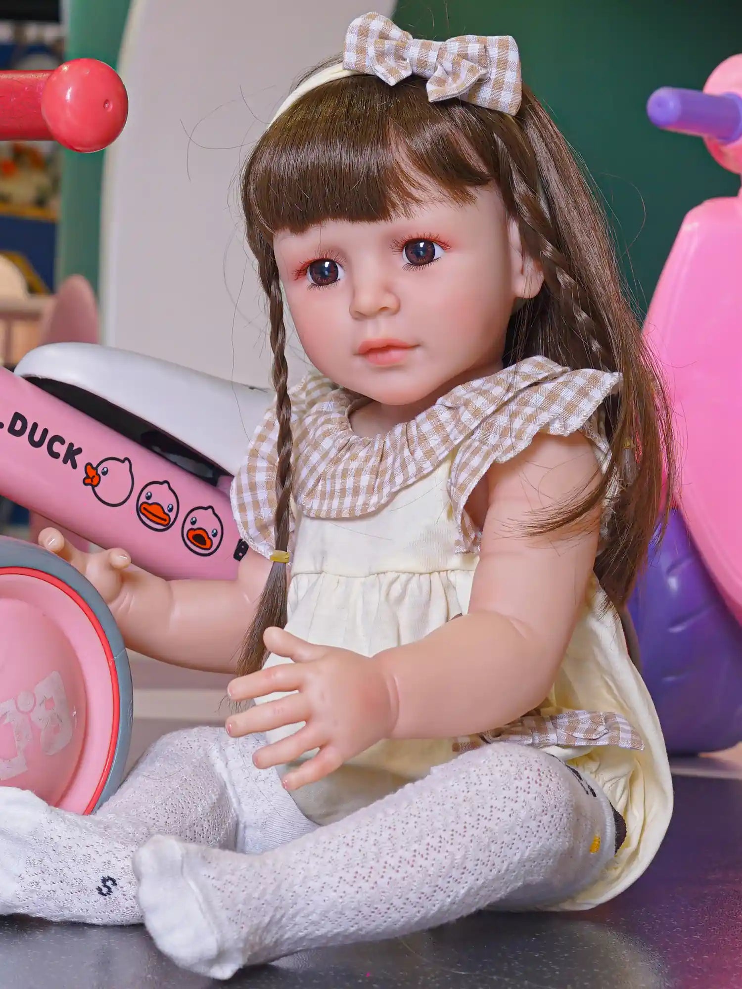 Chimidoll - reborn toddler doll- Delicate Lace Dress & Braids
